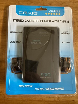 VINTAGE CRAIG JH6222 PORTABLE STEREO CASSETTE PLAYER With AM/FM RADIO ...