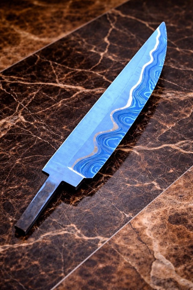 Handmade Damascus Steel Knife Blade Blank | Custom Pattern Steel Fixed ...