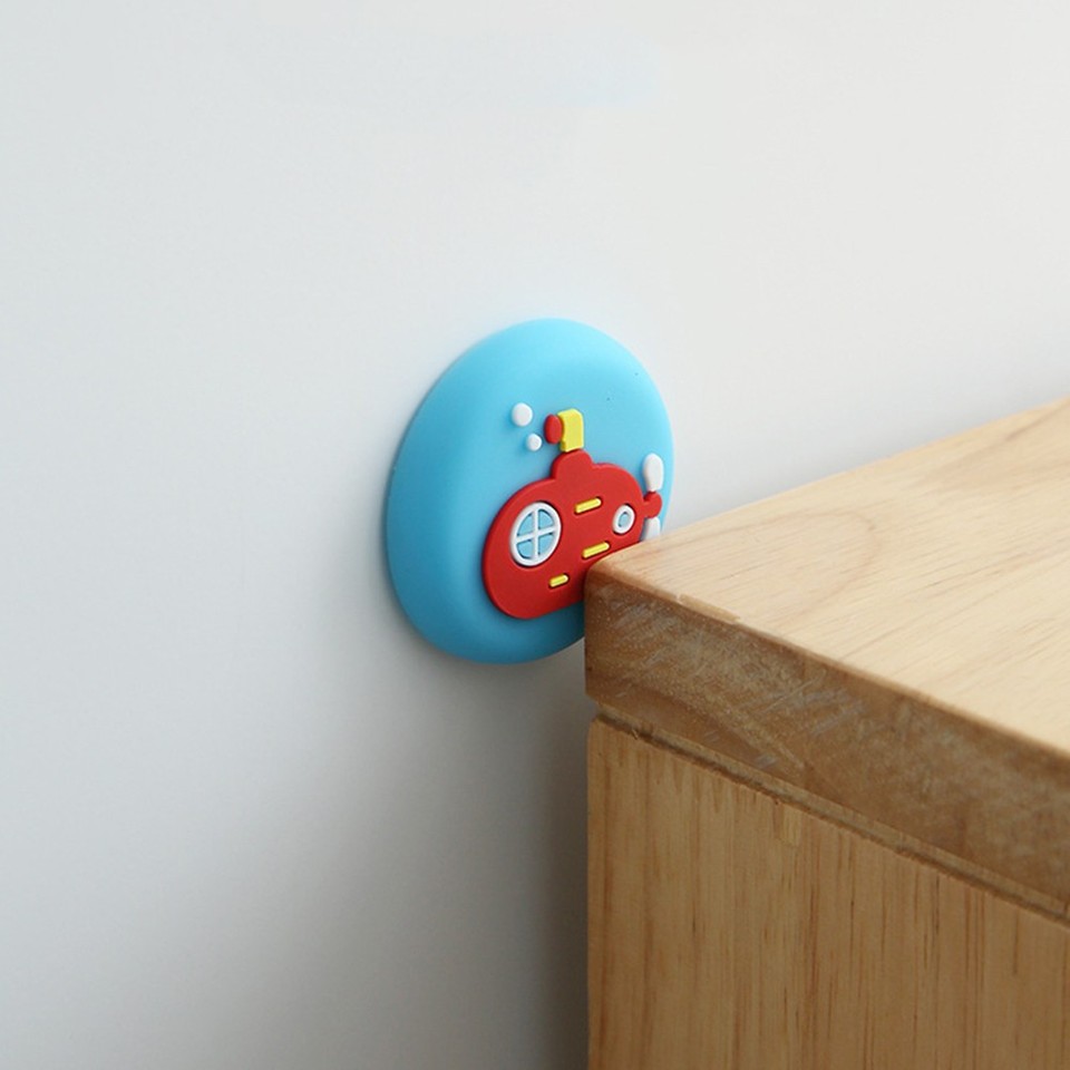 8Pcs Door Crash Pad Door Knob Wall Protectors Cartoon Adhesive Bumper ...