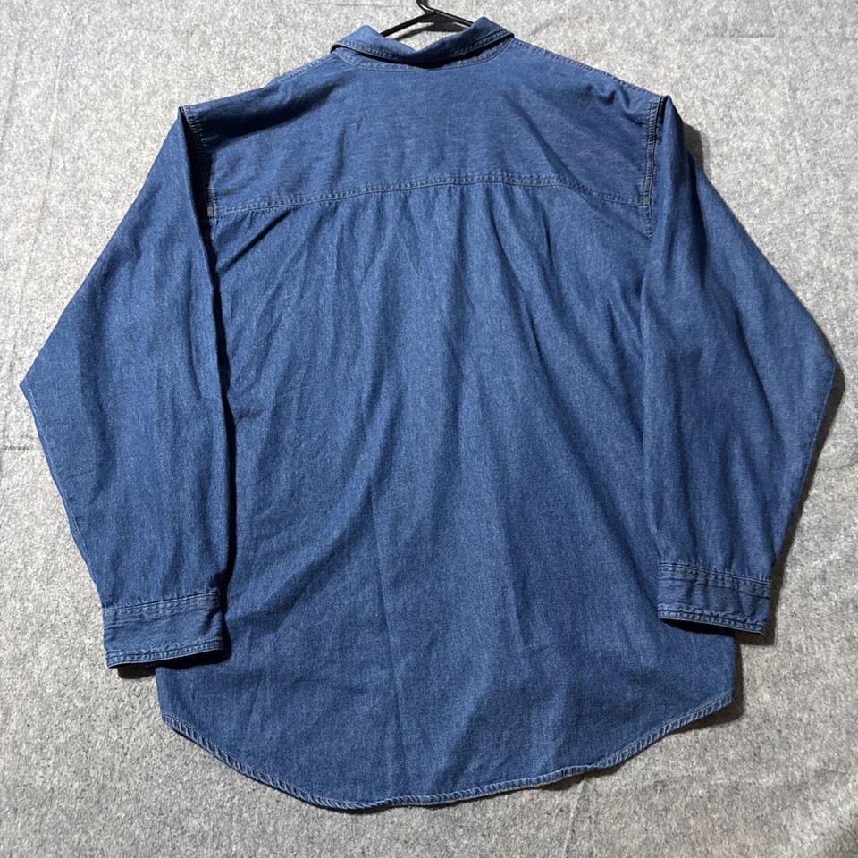 Vintage Denim Chambray Shirt Mens XL Long Sleeves Button Up Pockets ...