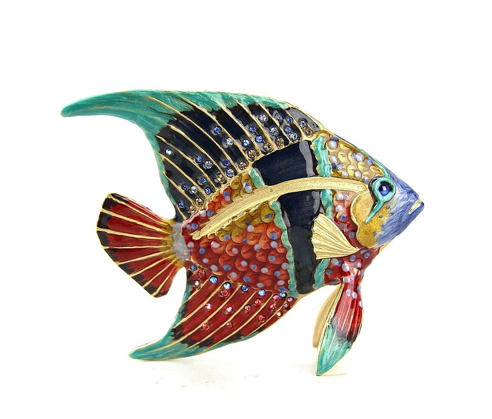 JAY STRONGWATER GROTTO MEDIUM TROPICAL FISH MAISIE SWAROVSKI CRYSTALS ...