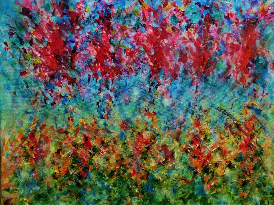 Original Abstract Mixed Media Painting, Signed by Nalan Laluk, "Planted ...