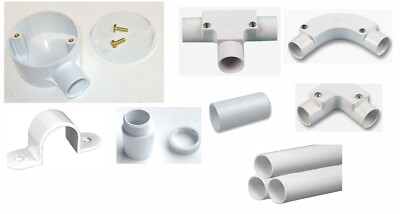 20mm White PVC Conduit fittings - Bends, Boxes, Elbows, Tees, Couplers ...