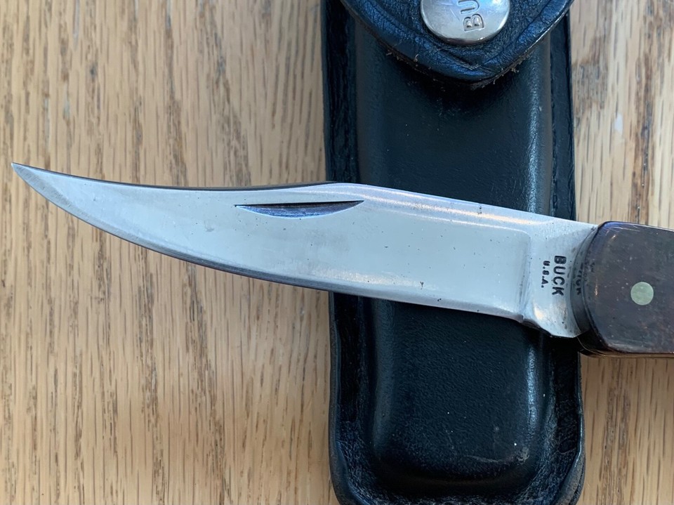 RARE EARLY 2 LINED INVERTED BUCK 110 KNIFE USED BRT5 | eBay