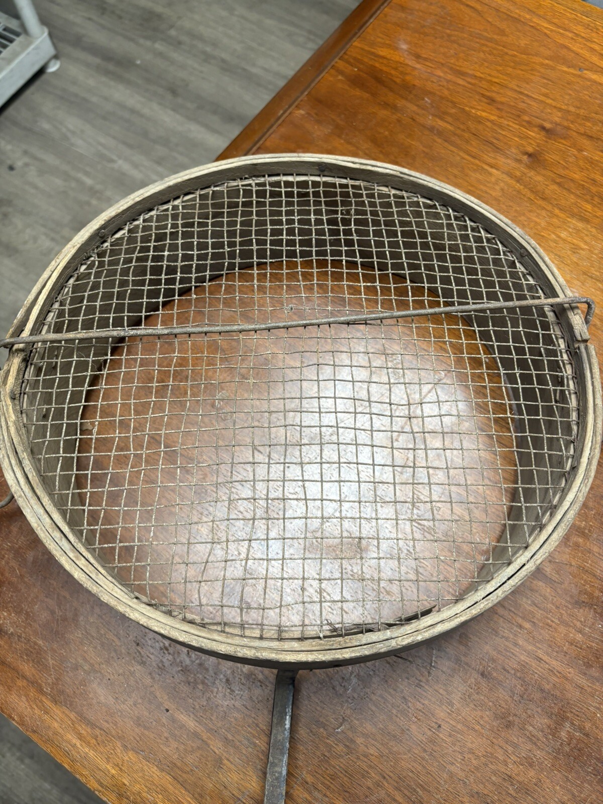 Antique Grain Sifter Sieve w/ Iron? Handle ~14" dia. | eBay