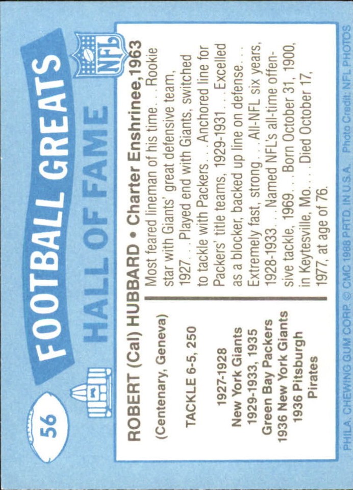 1988 Swell Greats #56 Robert(Cal) Hubbard 63 | eBay