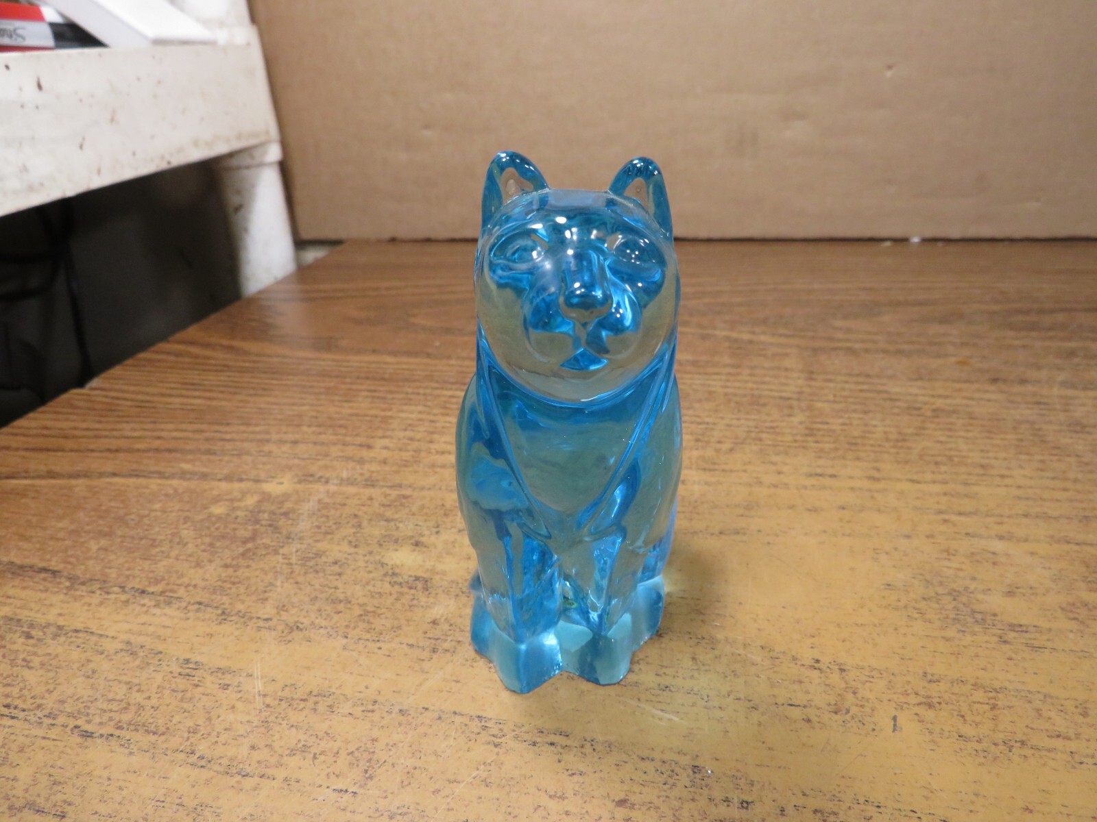 Lefton Blue Glass Cat Figure 4" Tall | eBay