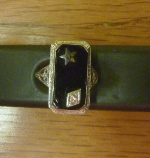Antique Eastern Star Diamond Onyx Filigree Ring Size 7.5 | eBay