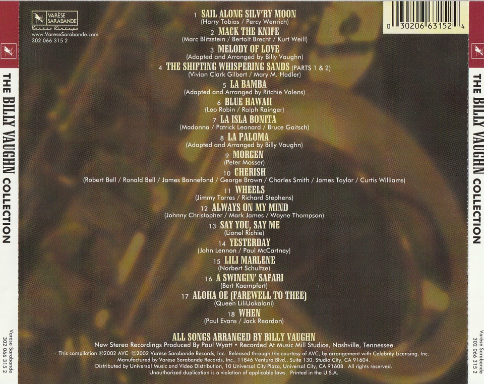 THE BILLY VAUGHN COLLECTION melody of love HILLTOPPERS PAT BOONE GALE ...