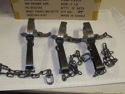 3 Duke #1 Long Spring Foothold Traps Mink Muskrat Gopher Trapping 0310 ...