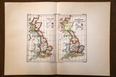 1885 ANTIQUE ENCYCLOPAEDIA BRITANNICA MAP-BRITAIN IN 597, 10TH, & 11TH ...