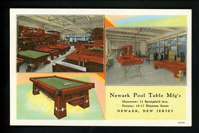 New Jersey NJ postcard Newark Pool Table Mfg's advertising billiards | eBay