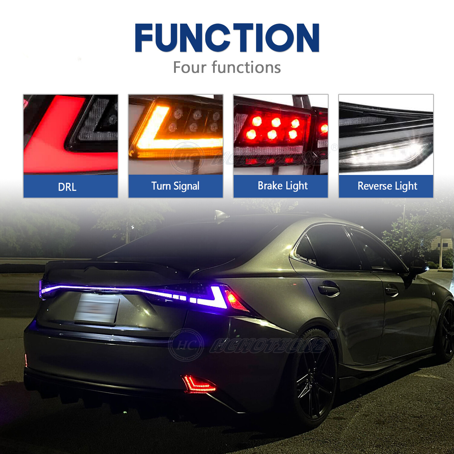 HCmotion For Lexus IS250 300h 350F 2014-2020 RGB LED Tail Lights Clear ...