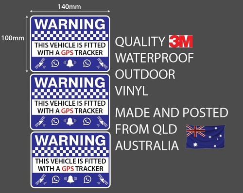 VEHICLE FITTED WITH GPS TRACKER STICKER 3PK Car 4x4 3m OUTDOOR VINYL ...