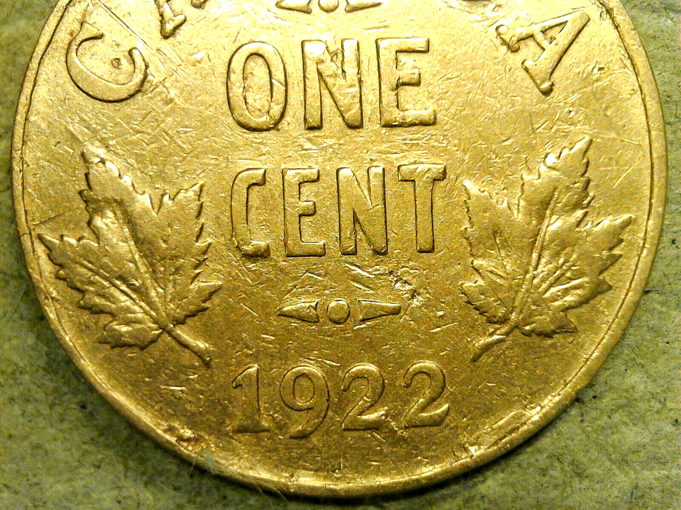 1922 Canada Cent Lovely Circulated Brown King George V Canadian Penny ...