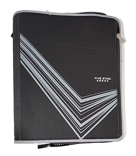 Five Star Mead 2 Inch Zipper Binder 3 Ring Binder Xpanz Black Gray | eBay