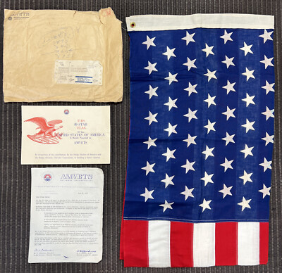 US 49 Star Flag 1959 W/ Letter Presented From Amvets National ...