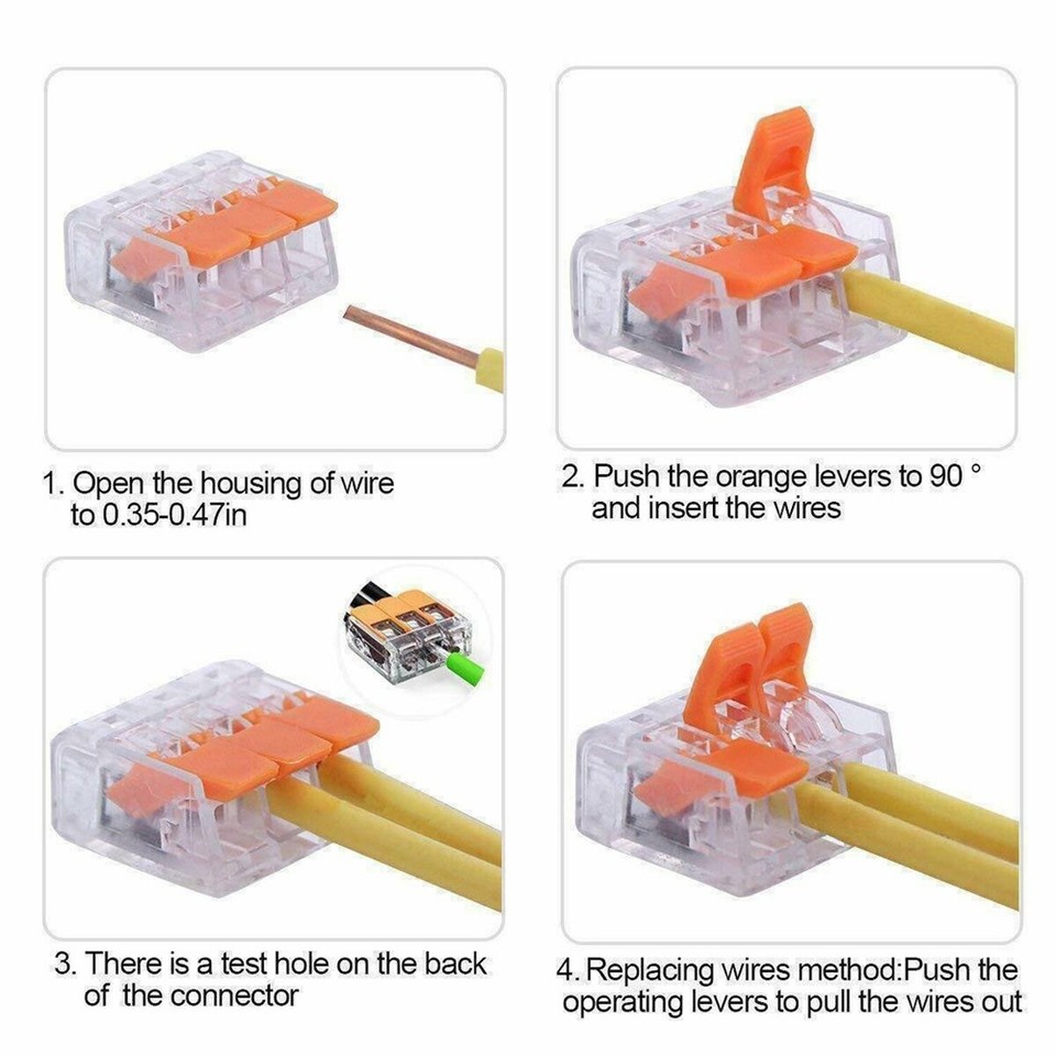 75Pcs 221-412 Lever Nut Compact Splicing Wire Connectors - 2/3/5 ...