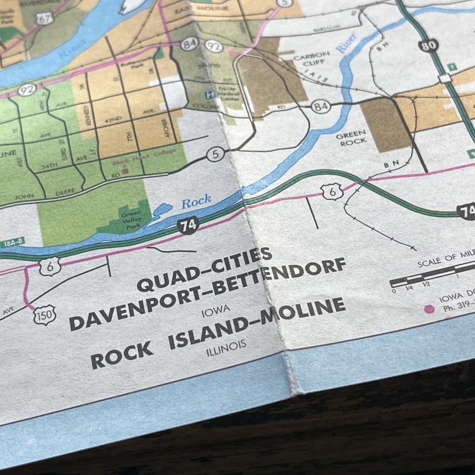 Iowa IA VTG 1994 State Highway Map Road Sioux City Des Moines Waterloo ...