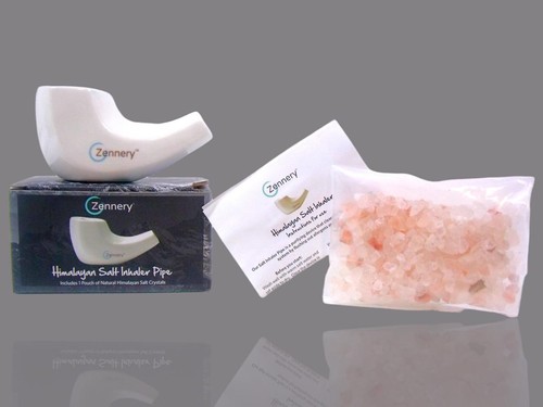 Ceramic Salt Inhaler Pipe w/Natural Himalayan Crystals Refillable ...