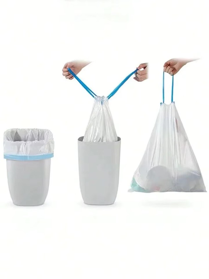 15pcs/roll Thick Trash Bags, Tear-Off Drawstring Trash Can Liners,For ...