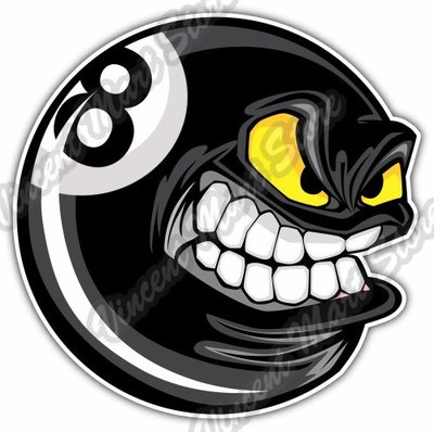 Eight Ball Angry Black Billiard Pool Cue Car Bumper Vinyl Sticker Decal ...