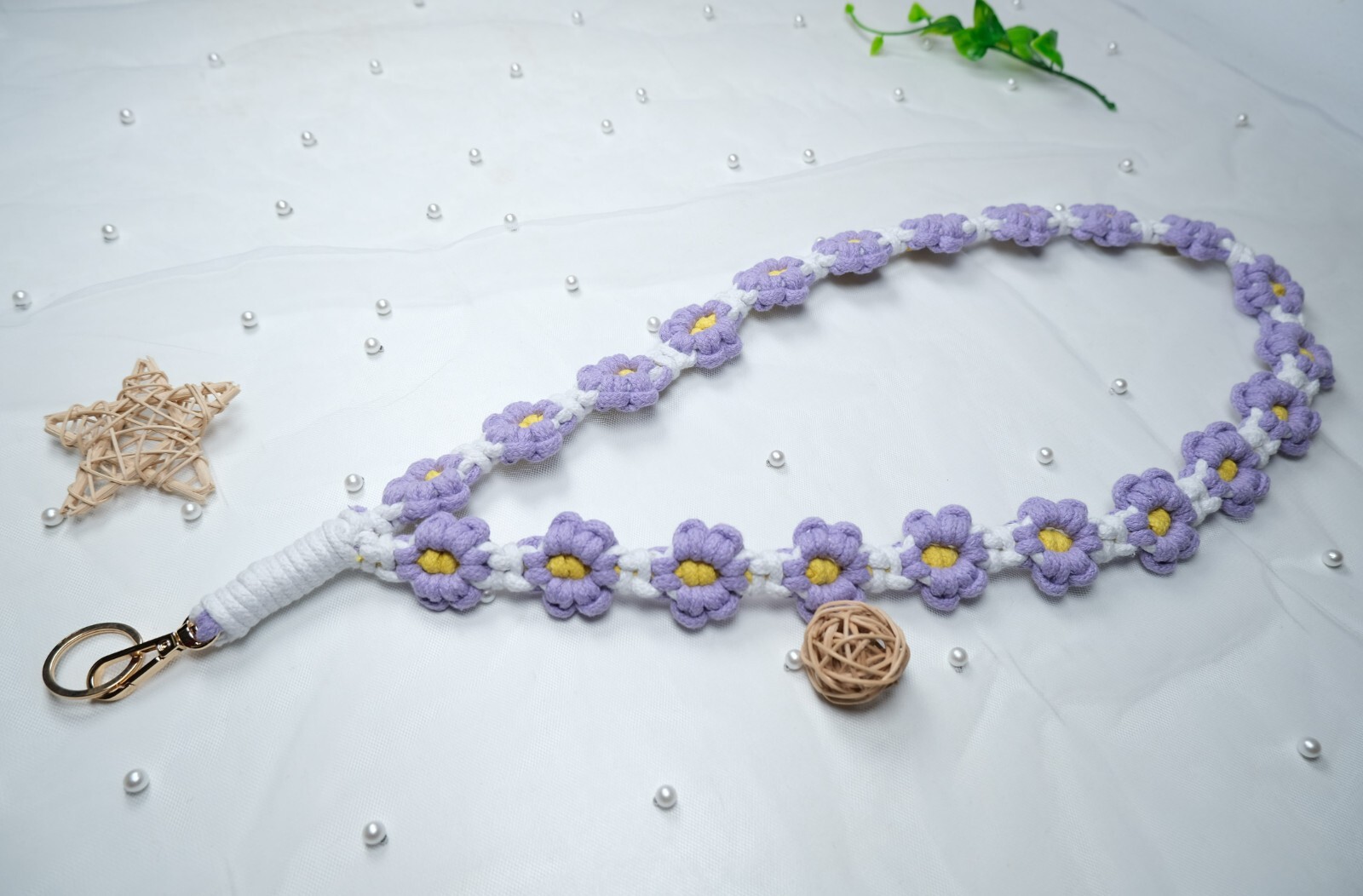 Handmade Macrame Phone Strap Flower Weave Keychain Shoulder Strap Bag ...