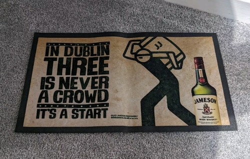 JAMESON IRISH WHISKY RUBBER BAR RUNNER MAT (Rare "Three Is Never A ...