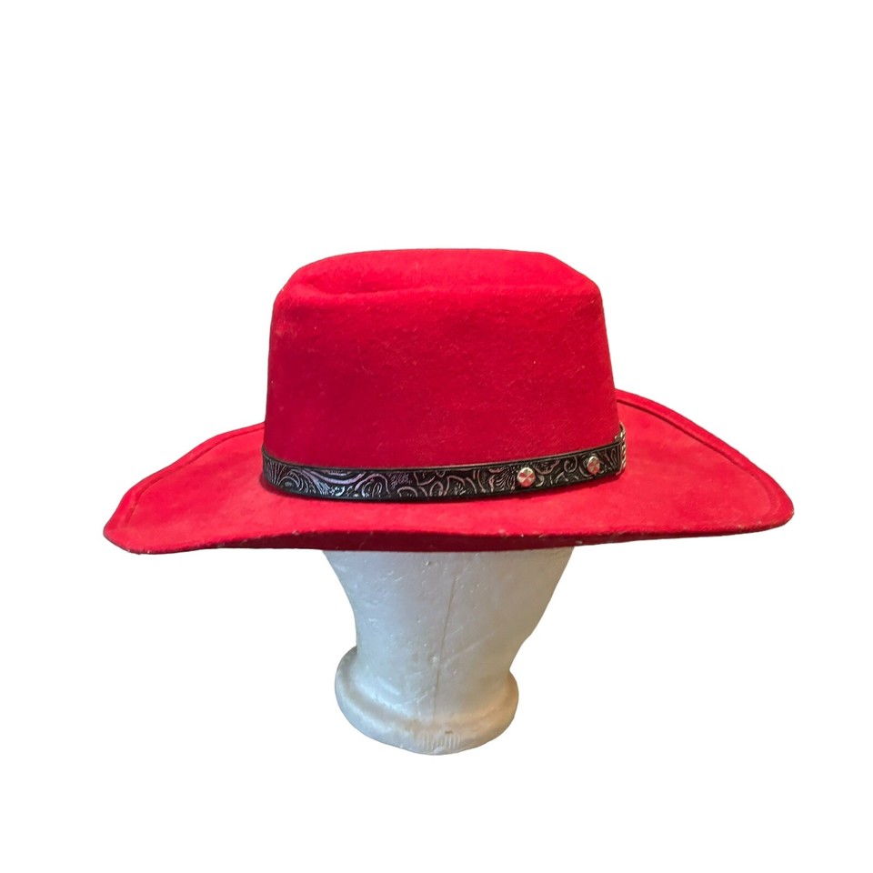 Vintage Little Joe Wool Cowboy Hat Red Made in USA WPL 5923 Size Medium ...