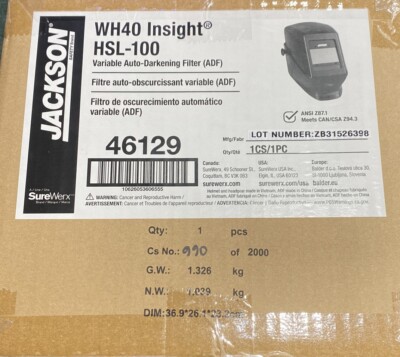Jackson Safety Insight Variable Auto Darkening Welding Helmet, HSL100 ...