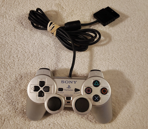 Sony PlayStation 2 PS2 Silver Wired Analog Dualshock 2 Controller Works ...