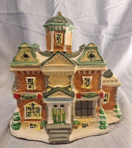 Enchanted Christmas Village Town Hall Snow Village with window view ...
