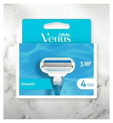 Gillette Venus Smooth 4 Pack of Razor Blades/Refill Cartridges Skin ...