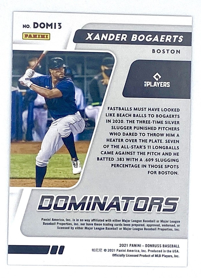 2021 Donruss Dominators XANDER BOGAERTS Boston Red Sox Vector parallel ...