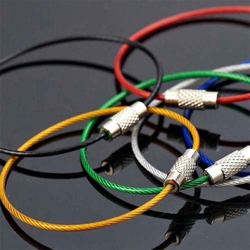 5/10/15/20Pcs Screw Locking Stainless Steel Wire Keychain Cable Rope ...
