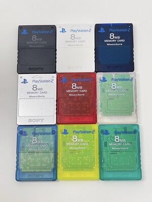 PS2 Memory Cards Color variations Sony Official Playstation 2 tested ...