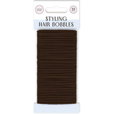 Brown Hair Bobbles - 50 Pack Fair Light Thin Elastic Bobbles Bands ...