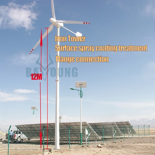 12M Suport Tower WInd Turbine Iron Pole For Wind Generator 1KW 3KW 5KW ...