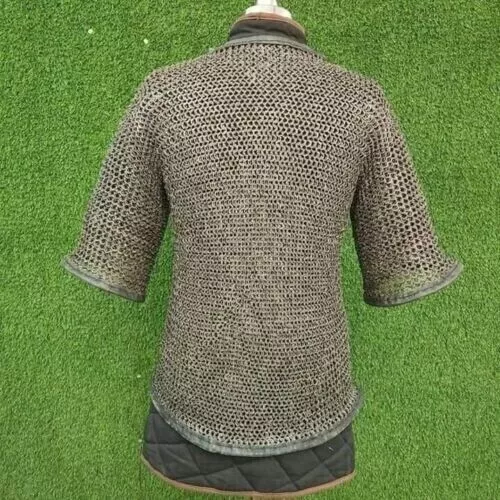 Medieval Viking Chainmail Shirt Front Open,9mm Rlat Ring with Solid ...
