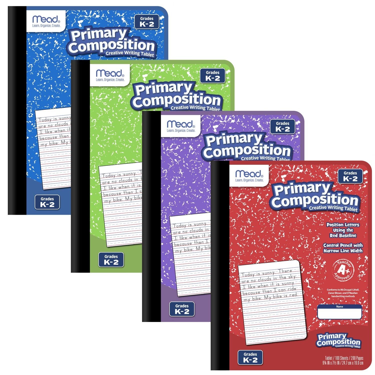 Primary Composition Book, 4 Pack, Primary Ruled Journal, Grades K-2, 7 ...