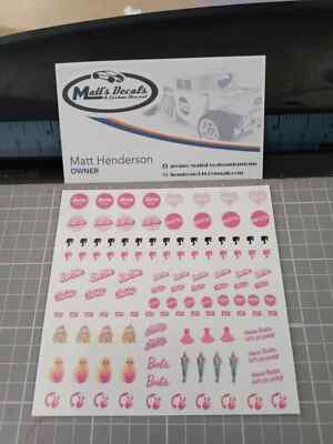 1/64 for hot wheels waterslide decals barbie MADE IN THE USA! | eBay