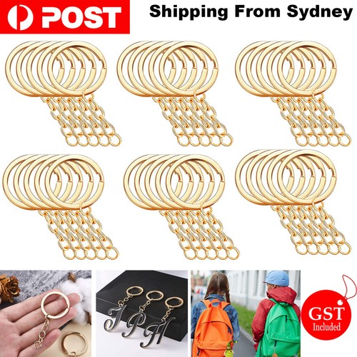 40Pcs Bulk Split Metal Key Rings Keyring Blanks With Link Chains For ...