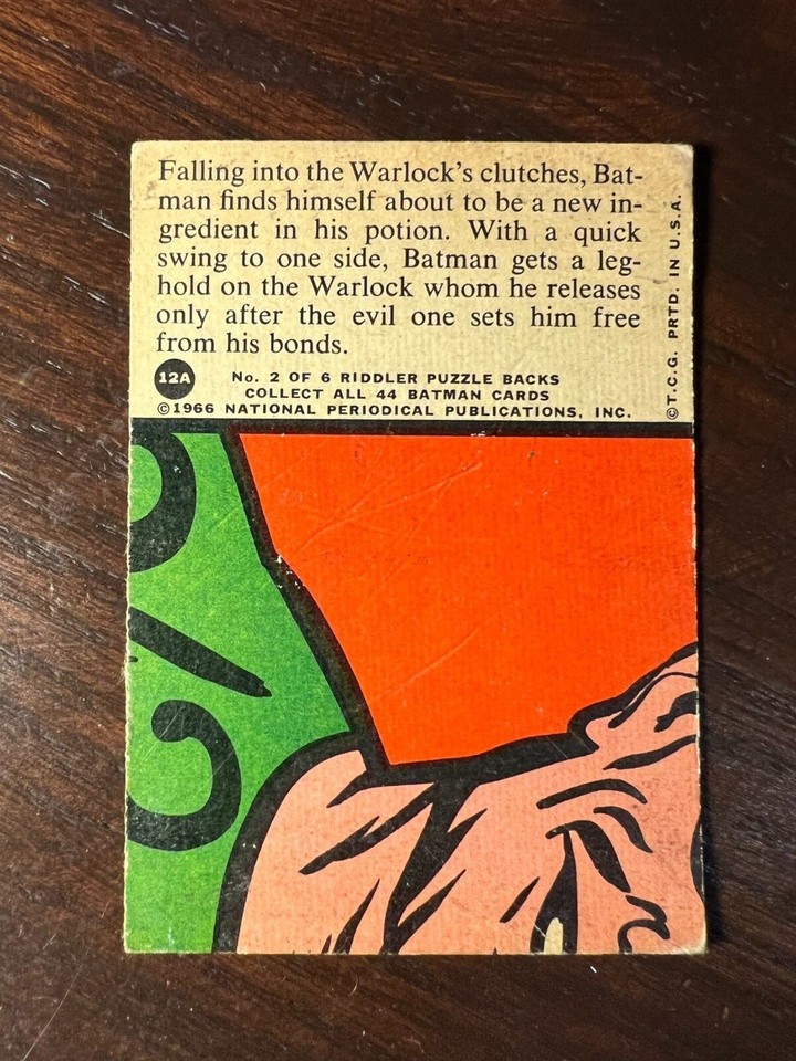 1966 Topps Batman Red/Black/Blue Bat & Riddler/Puzzle/Orange Back Pick ...