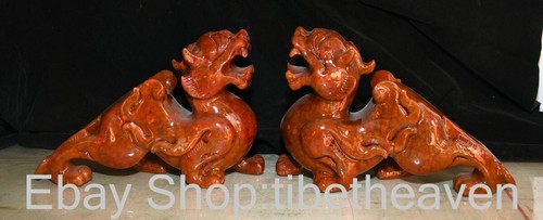 10.4" Old China Xiu Jade Carving Feng Shui Evil Spirits Pixiu Beast ...