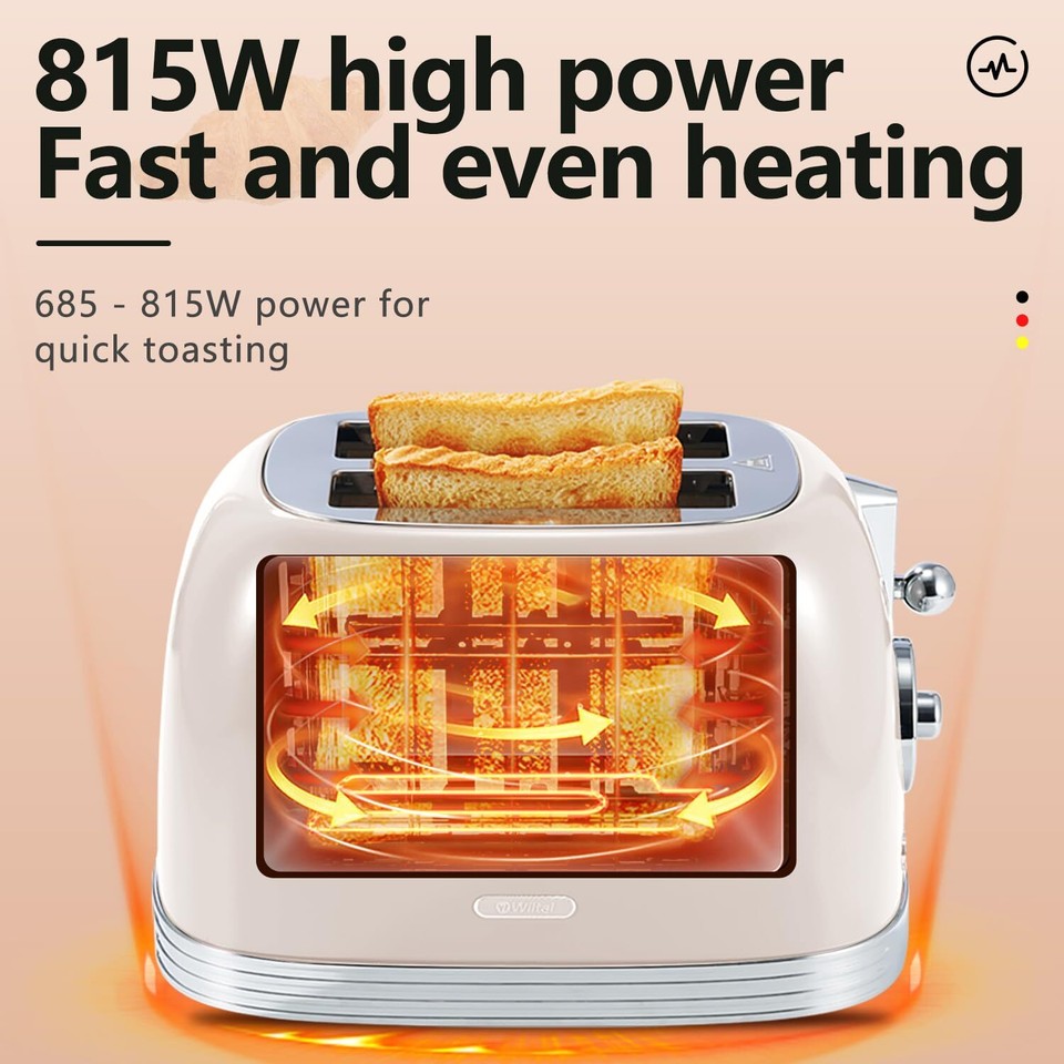 Toaster Retro 2 Slice Vintage Toaster White Toaster With Stainless ...