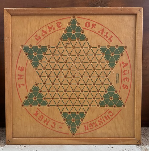 Vintage Wood Chinker-Chek Chinese Checkers Game Board Brown Mfg 1937 ...