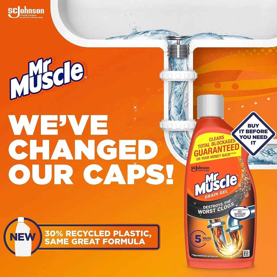 Mr Muscle Drain Unblocker Sink Drain Cleaner Fast Acting Heavy Duty ...