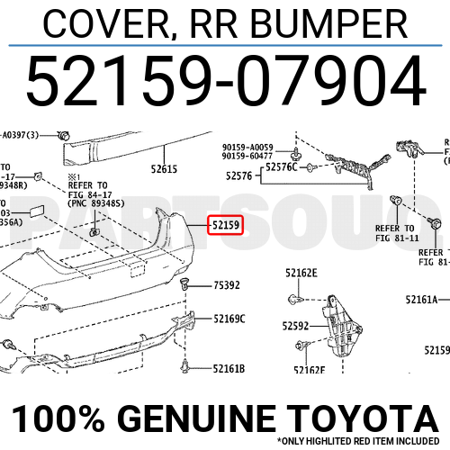 5215907904 Genuine Toyota COVER, RR BUMPER 52159-07904 | eBay