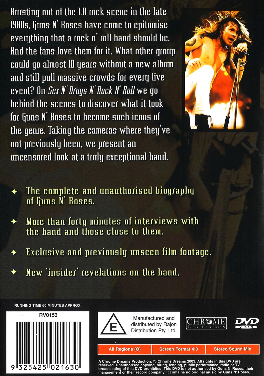 424A NEW SEALED GUNS N' ROSES SEX N' DRUGS N' ROCK N' ROLL DVD Region 4 | eBay