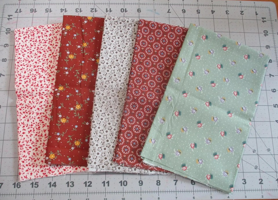 5 Fat Quarters Bundle Vintage Mix Prints miniature Cotton Quilting ...